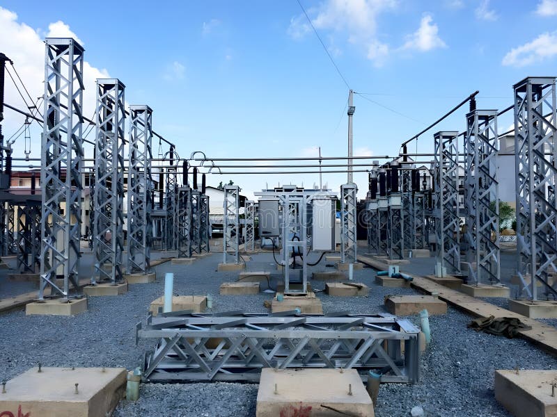 The Steel Stands and Footing of 115 KV Hybrid Switchgear in the ...