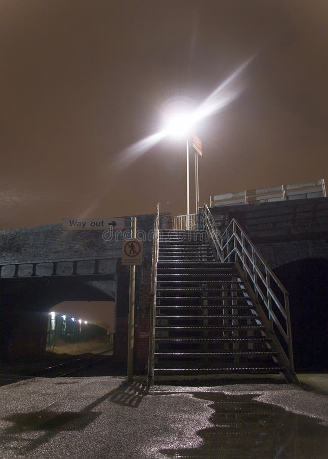 Steel Steps on Train Platform Night Stock Photo - Image of stair, scene ...