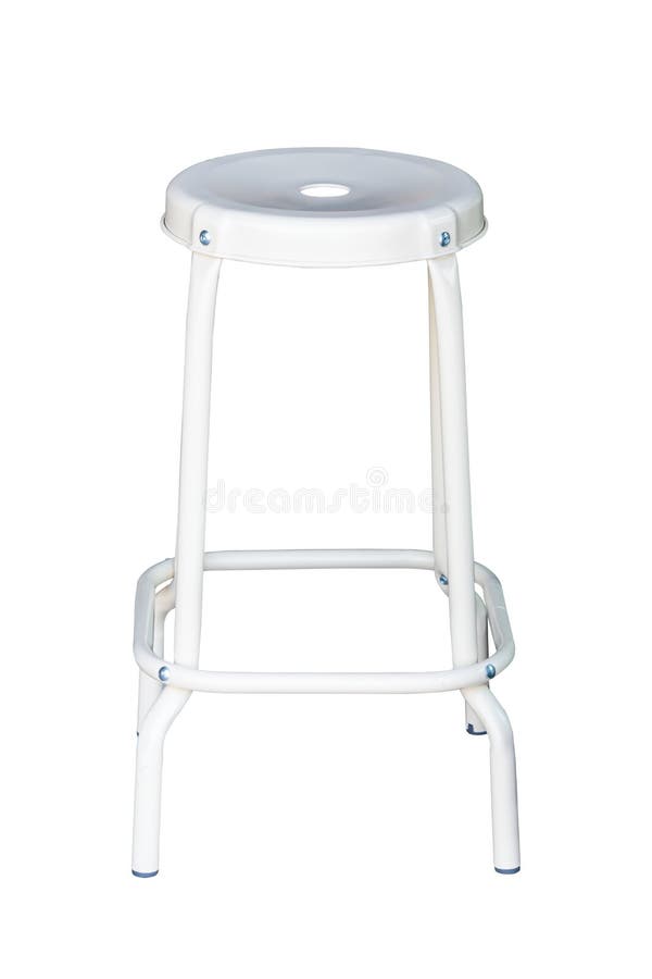 Steel Stool Chair with Wooden Seat Isolated on White Background Stock ...