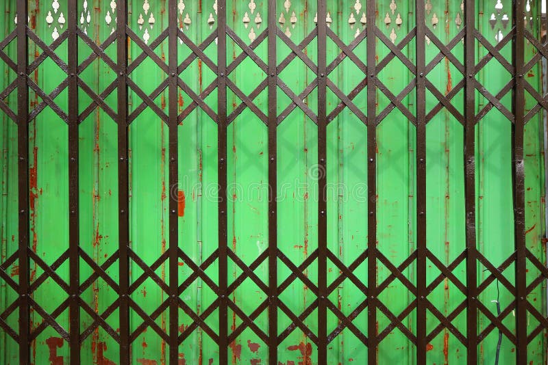 Steel Stretch Door Old Style Folding Accordion Metal Sheet Stock Image ...