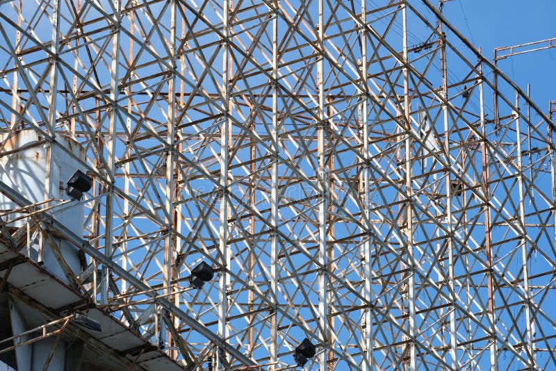 Steel Structure Billboard with Spotlights Stock Photo - Image of ...