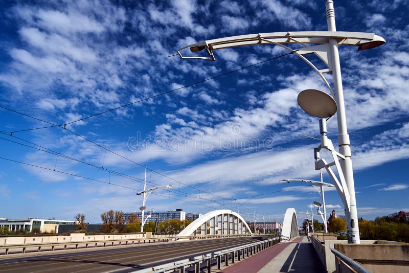 Steel Structure of the Bridge on the Warta River Stock Photo - Image of ...