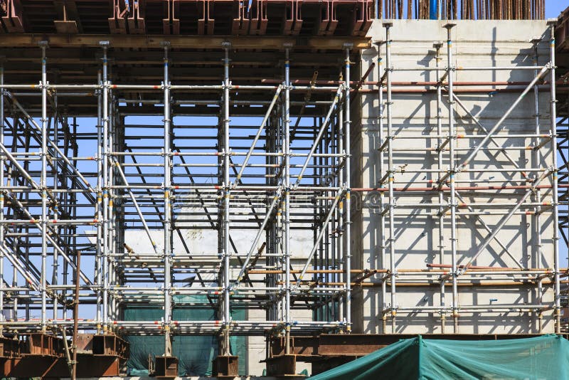 Steel Structure in Building Construction Site Stock Image - Image of ...