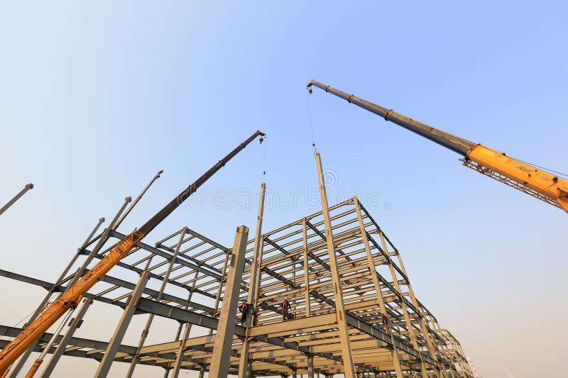 Steel Structure Built on a Construction Site Stock Photo - Image of ...