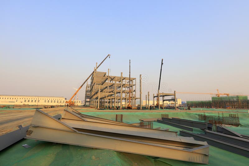 Steel Structure Built on a Construction Site Stock Image - Image of ...