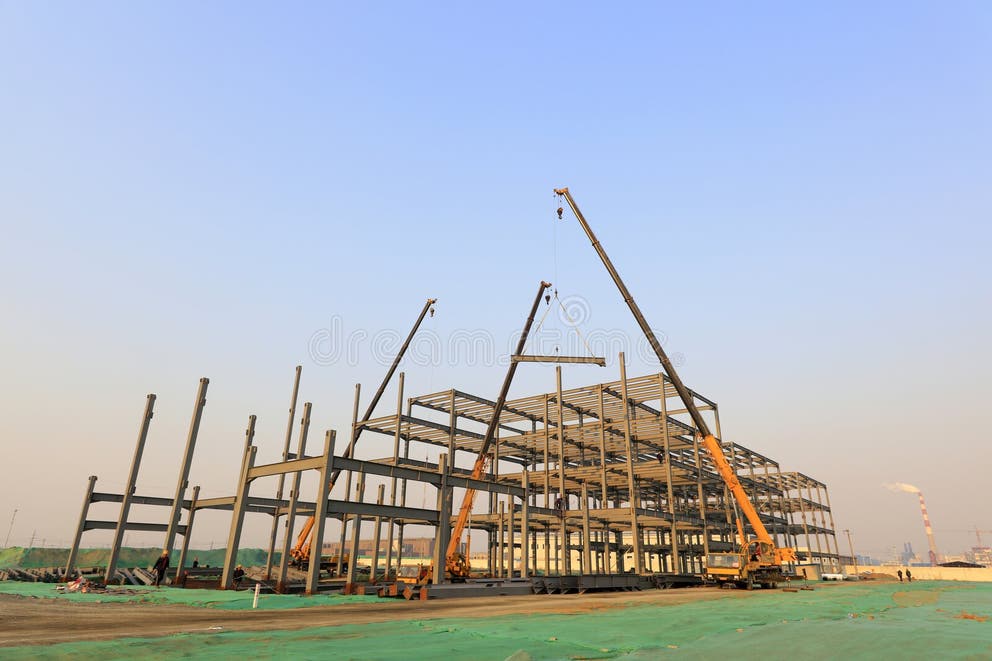Steel Structure Built on a Construction Site Stock Photo - Image of ...