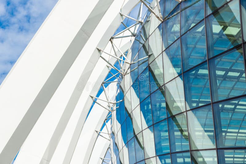 Steel Structure Column and Modern Facade of Building, Modern Arc Stock ...