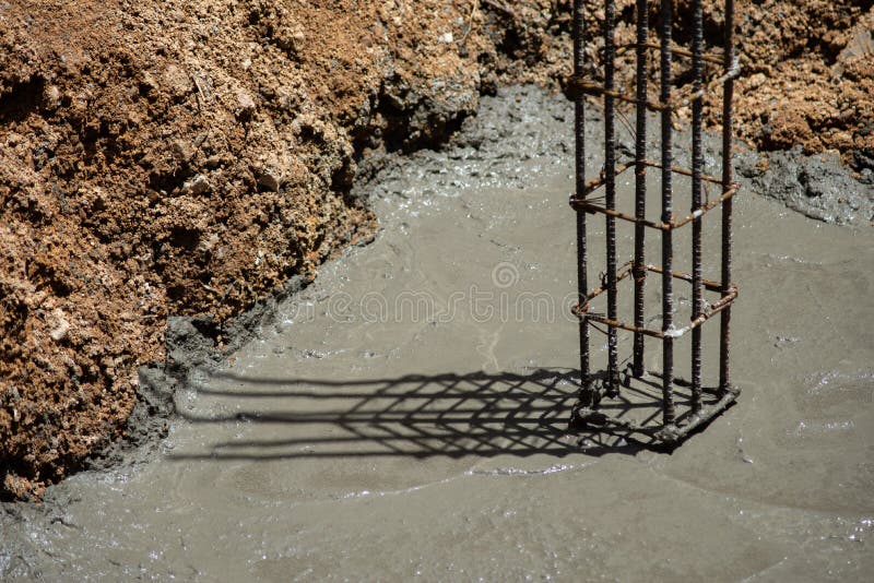 Steel Structure in Concrete Stock Image - Image of city, building ...