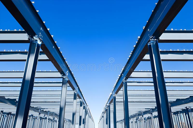 Steel Structure Framework Against Vivid Blue Sky Stock Illustration ...