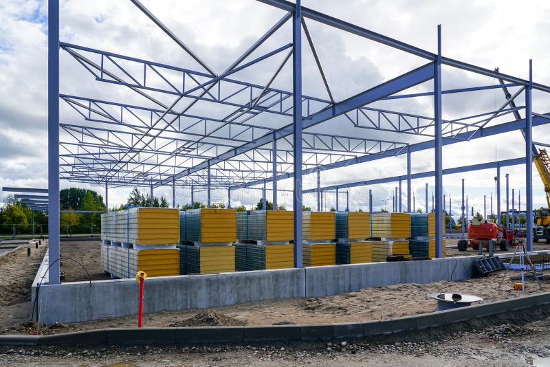 Steel Structure Framework and Stacks of Sandwich Panels for the Facade ...