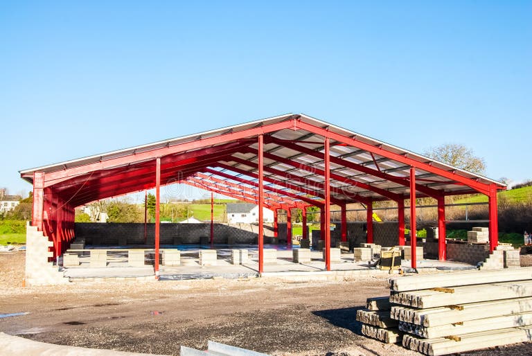Steel Structure for Further Construction on Building Plot Stock Image ...