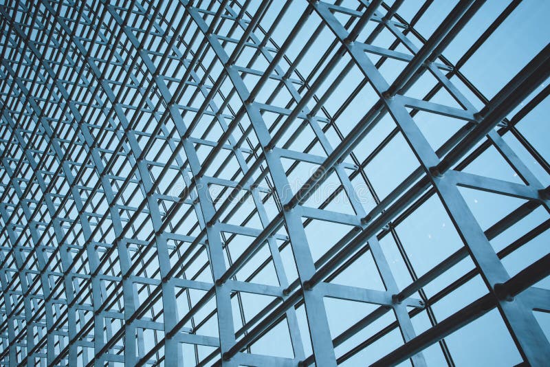Steel Structure of the Glass Wall Stock Image - Image of design ...