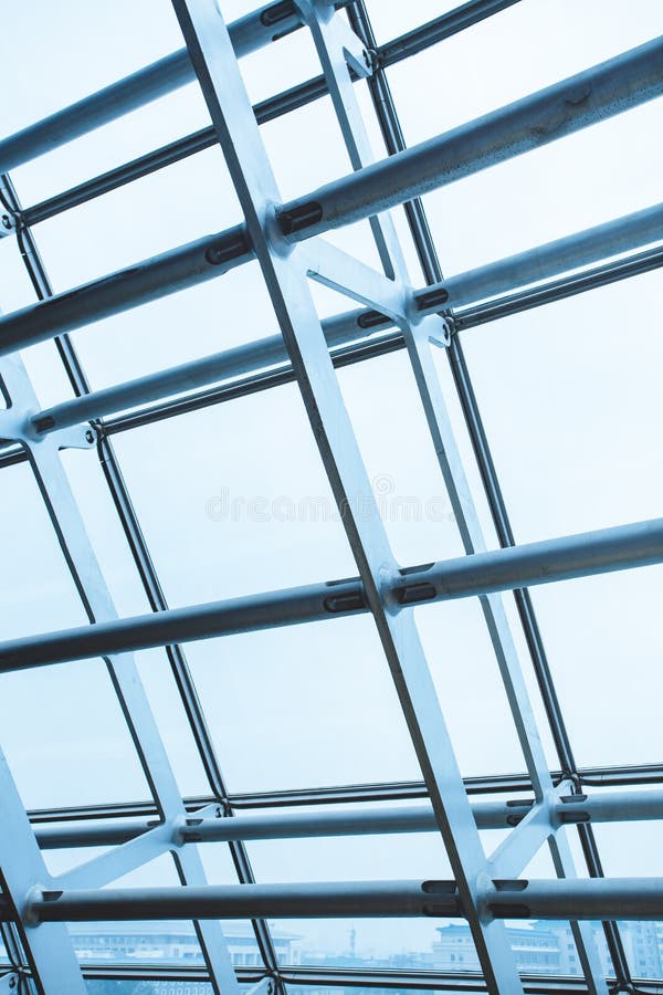 Steel Structure of the Glass Wall Stock Photo - Image of structure ...