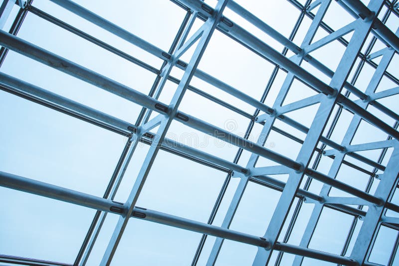 Steel Structure of the Glass Wall Stock Image - Image of design ...
