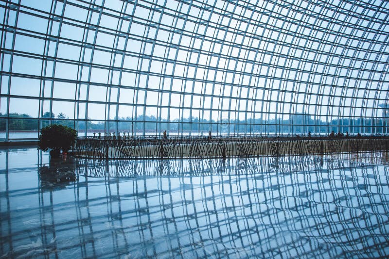 Steel Structure of the Glass Wall Stock Image - Image of design ...