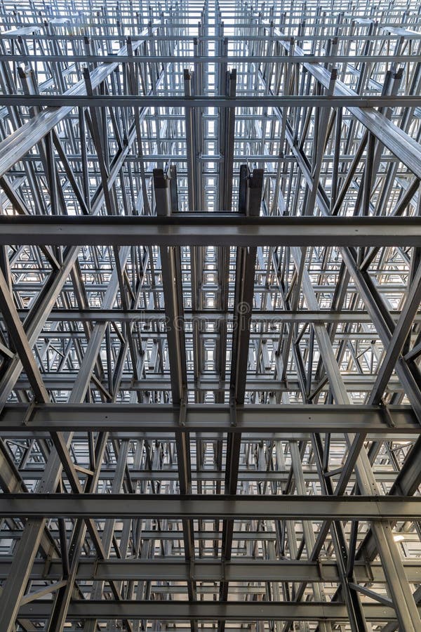 High Bay Rack in Warehouse with Forklift in Industrial Building Stock ...