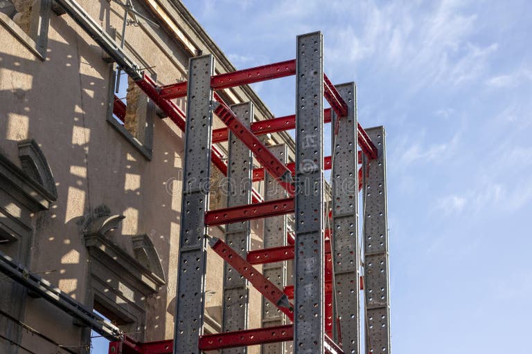 Steel Structure for Holding Building Stock Image - Image of vertical ...