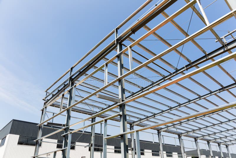 Steel Structure Industrial Factory Building Closeup Stock Photo - Image ...