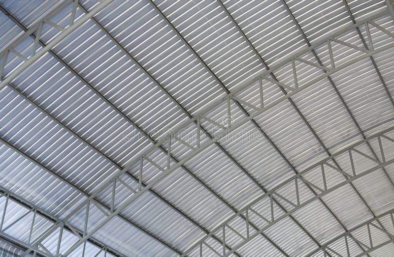 Steel Structure, Inside of Roof Construction Stock Photo - Image of ...