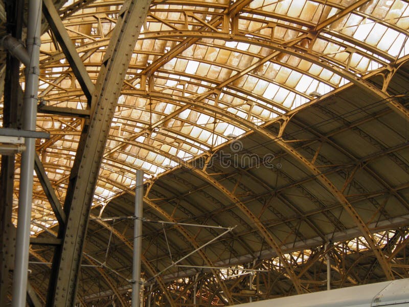 Steel Structure of a Railway Station Stock Image - Image of transport ...