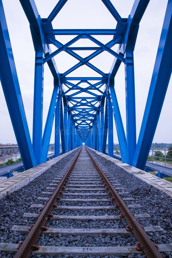 Steel Structure Rail Bridge Over the River in Bangladesh Stock Image ...