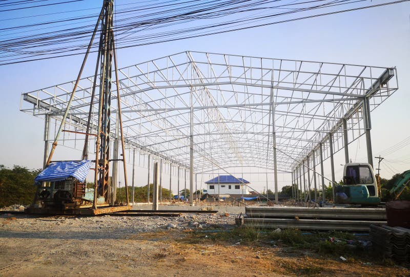 The Steel Structure Structure in the Construction Site, Samutsakorn ...