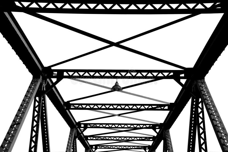 Steel Structure Support Above the Bridge in Black and White Stock Image ...