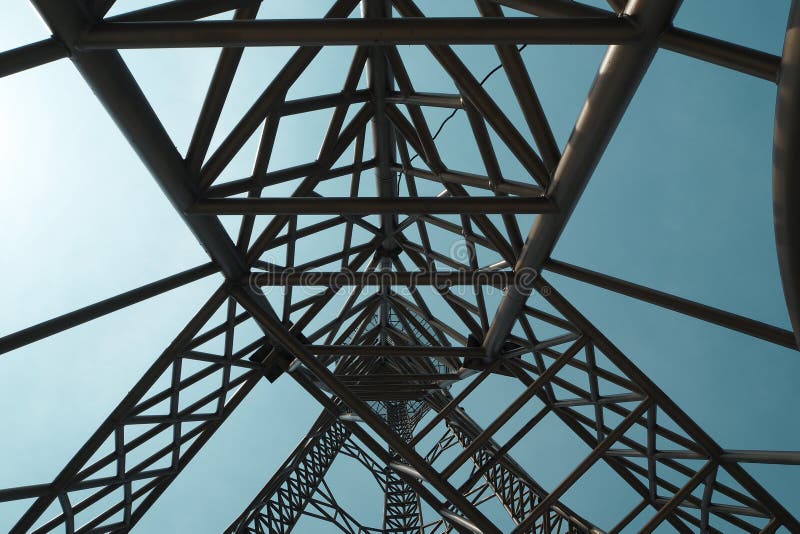 Steel Structure of Tower on Blue Sky Background so Tall and High Stock ...