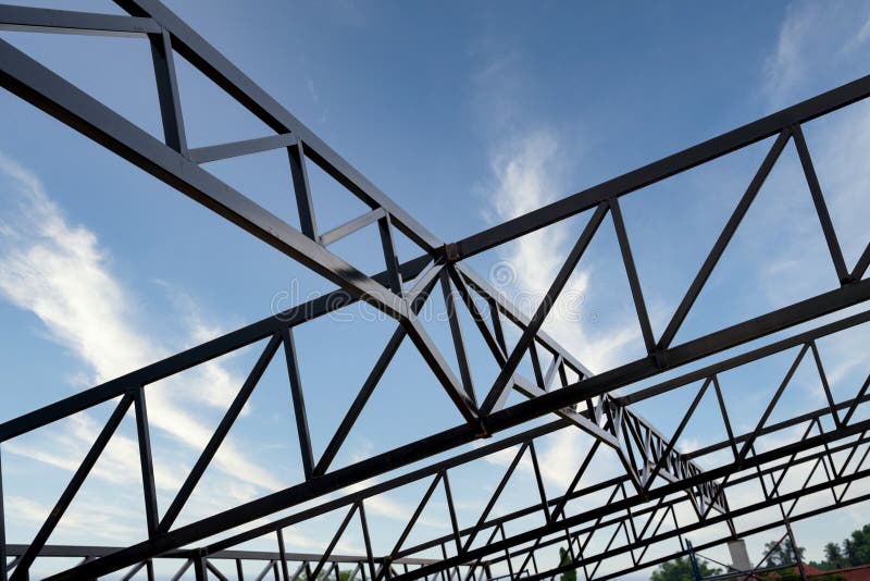 Steel Structure, Unfinished Steel Roof Structure in Construction Site ...