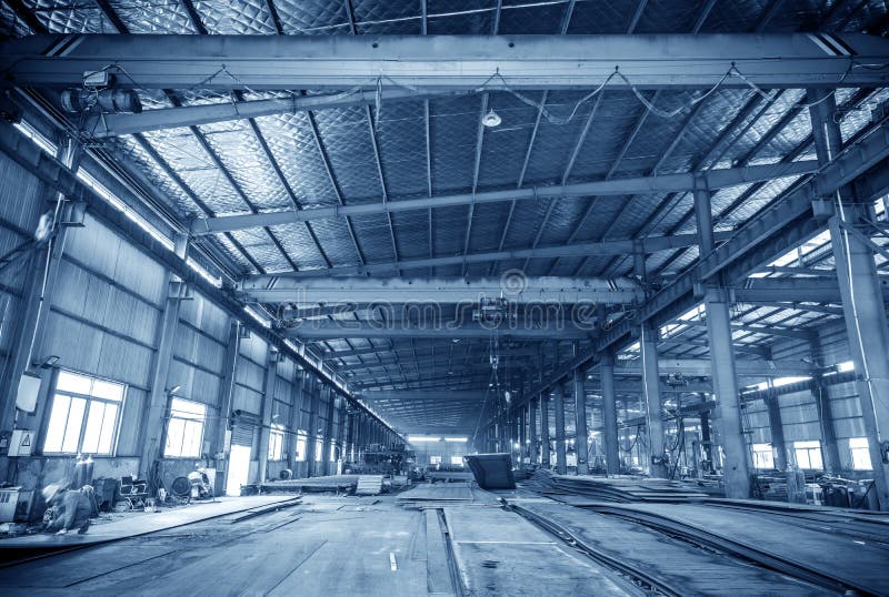Steel structure workshop stock photo. Image of background - 152367294