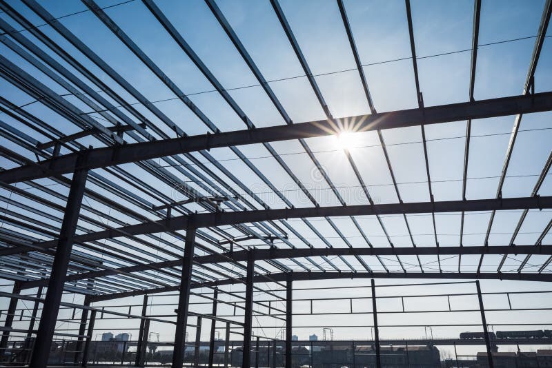 Steel structure workshop stock image. Image of manufacturing - 113368449