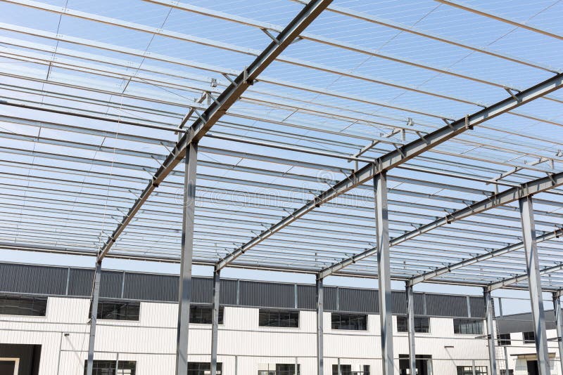 Steel Structure Workshop Under Construction Stock Image - Image of ...
