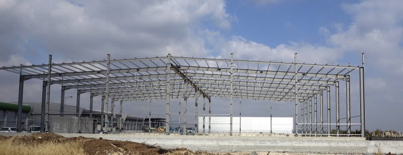 Steel Structures of Industrial Building Stock Image - Image of ...
