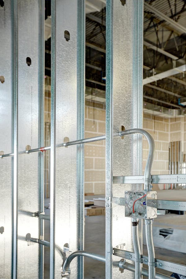 Steel Stud Construction with Plumbing in a Modern Office Building Stock ...