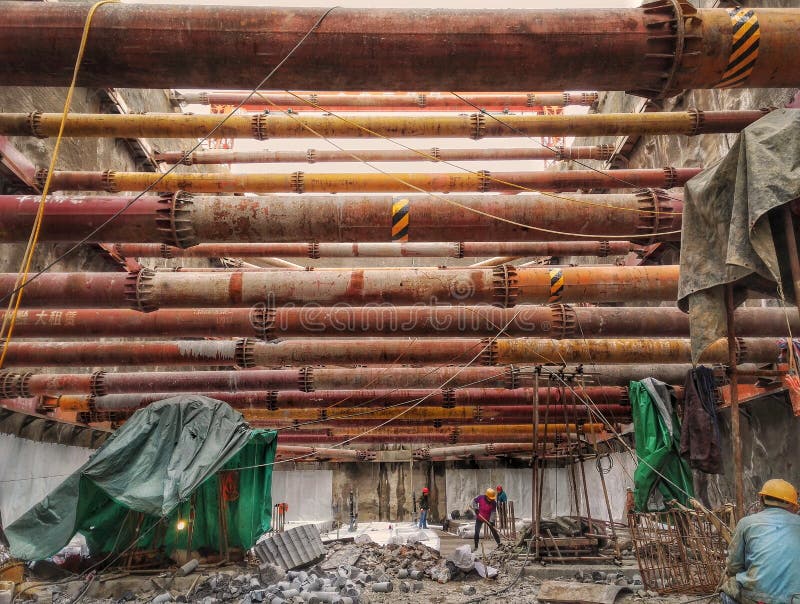 Steel Support Structure Site Editorial Photo - Image of deep ...