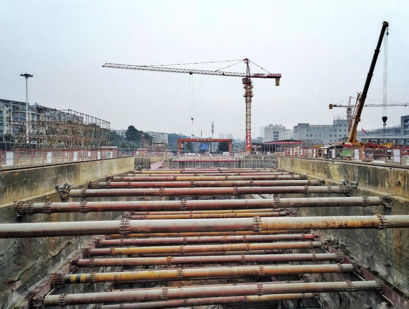 Steel Support Structure Site Editorial Stock Photo - Image of district ...