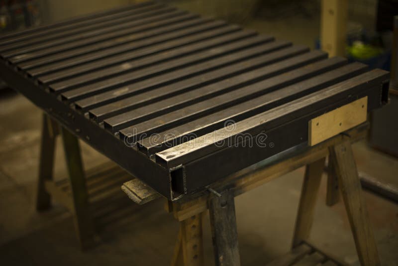 Steel Table. Industrial Processing Stock Image - Image of building ...