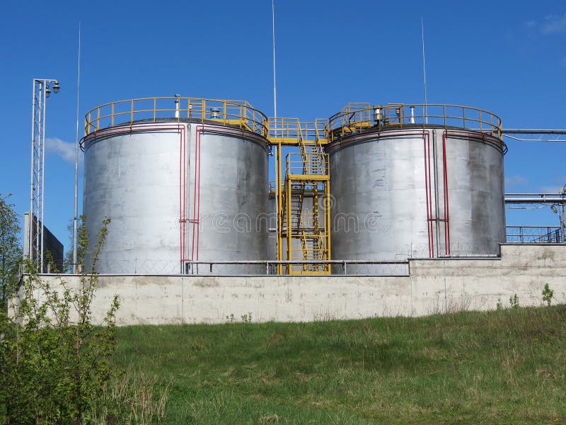 Steel tanks stock photo. Image of fence, industries, factory - 24682114