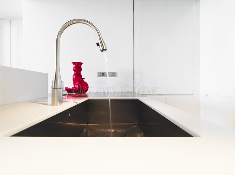 Steel Tap in Modern Kitchen Stock Photo - Image of kitchen, apartment ...