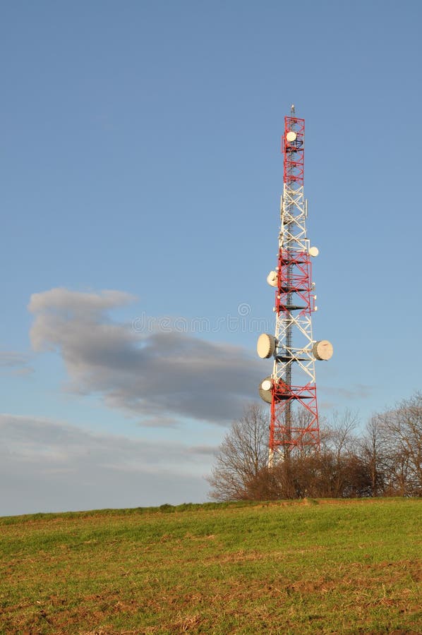 Steel Telecommunication Tower Stock Image - Image of blue, connection ...