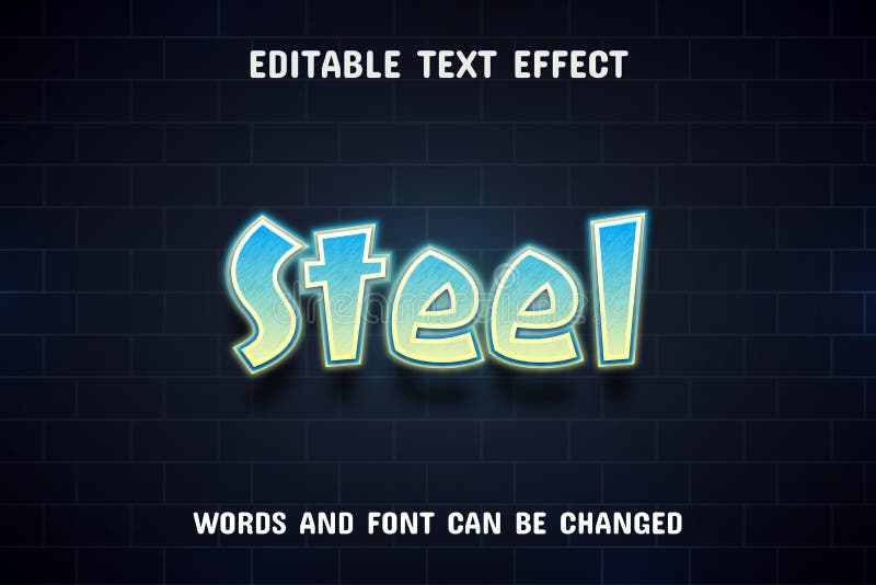 Steel Text - Neon Text Effect Editable Stock Vector - Illustration of ...