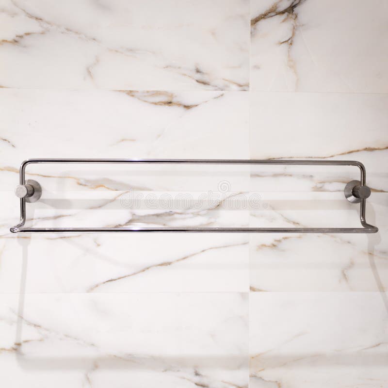 Steel Towel Rack on Marble stock photo. Image of hanger - 110481842