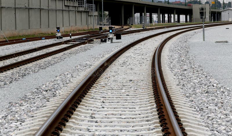 Steel Train Tracks, Rail Ties, Lined Up into the Horizon Stock Photo ...
