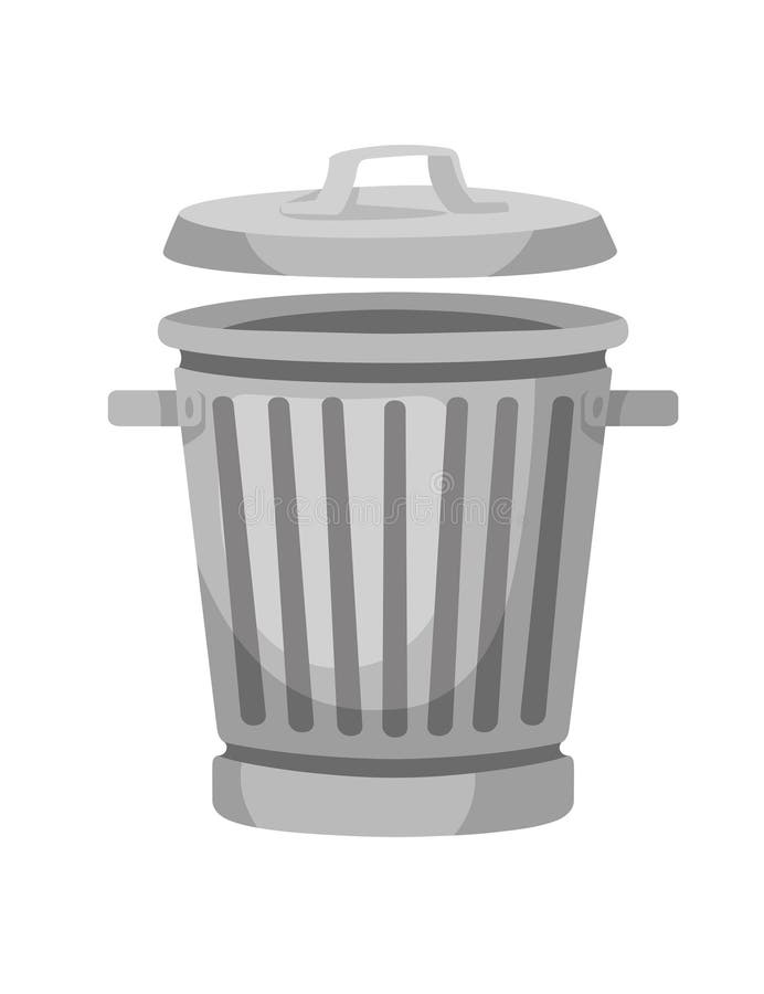 Steel Trash Can with Lid Classic Design Vector Illustration Isolated on ...