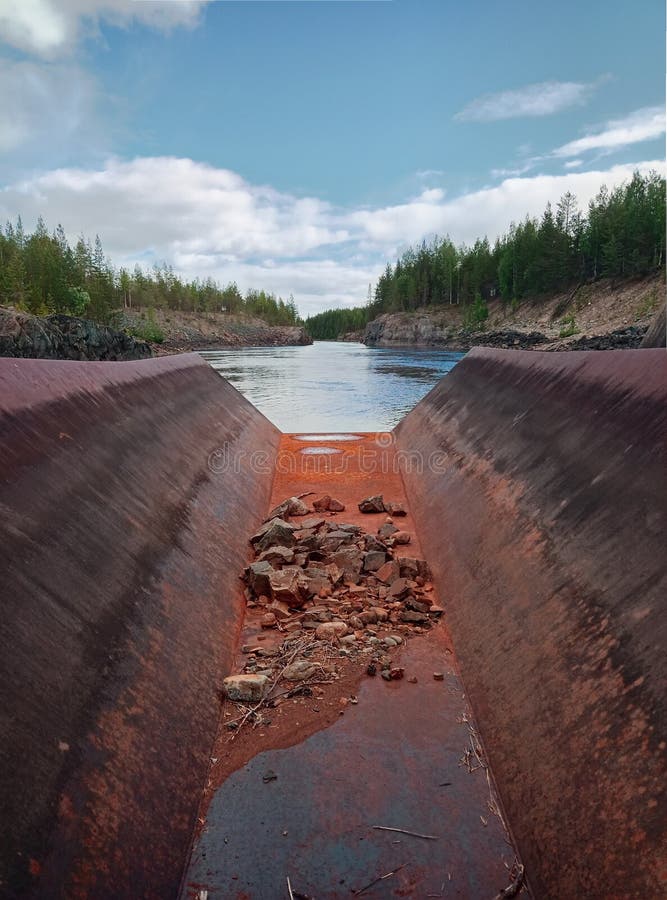Steel Trough at Skellefte River, Formerly Used for River Regulation ...