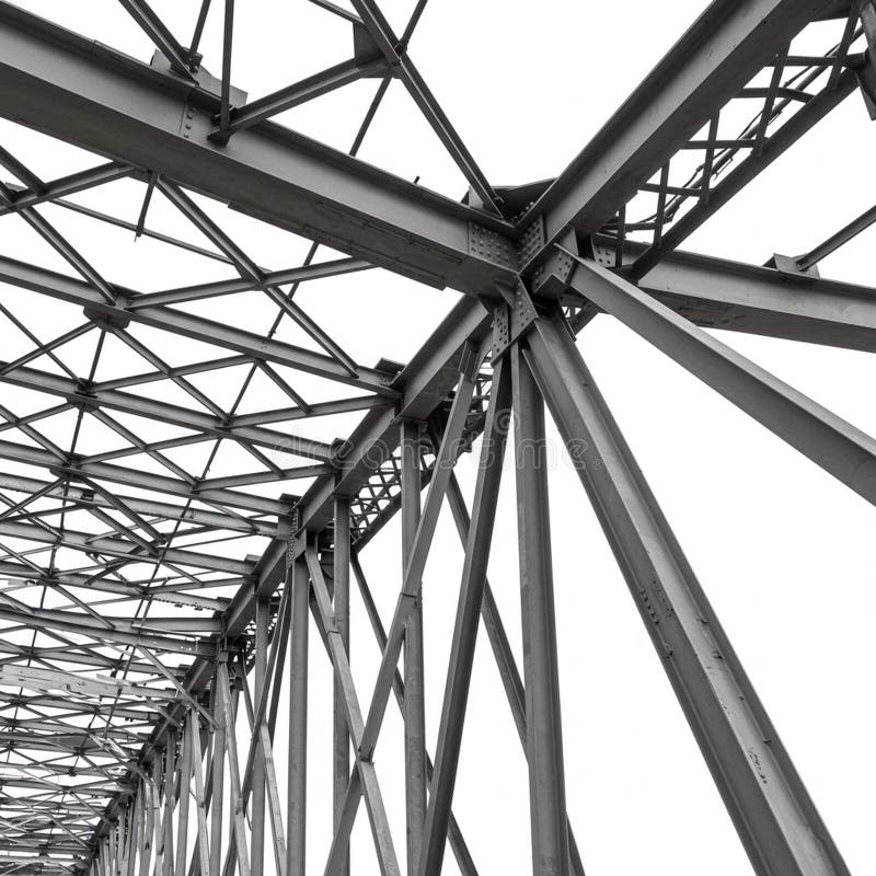 Steel Truss Bridge Structure with Triangular and Rectangular Patterns. the Framework Stock ...