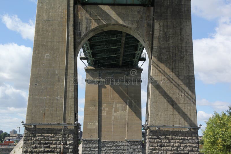 Steel Truss Cantilever Bridge Viewed from Under Stock Image - Image of ...