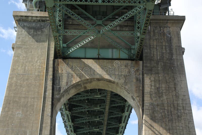 Steel Truss Cantilever Bridge Viewed from Under Stock Image - Image of ...