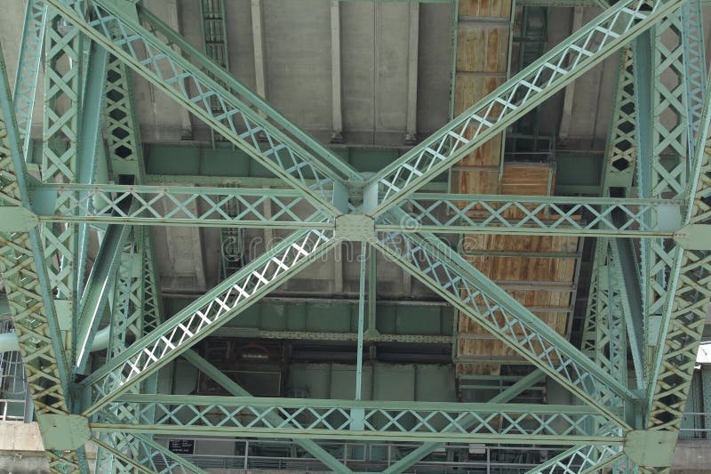 Steel Truss Cantilever Bridge Viewed from Under Stock Image - Image of ...