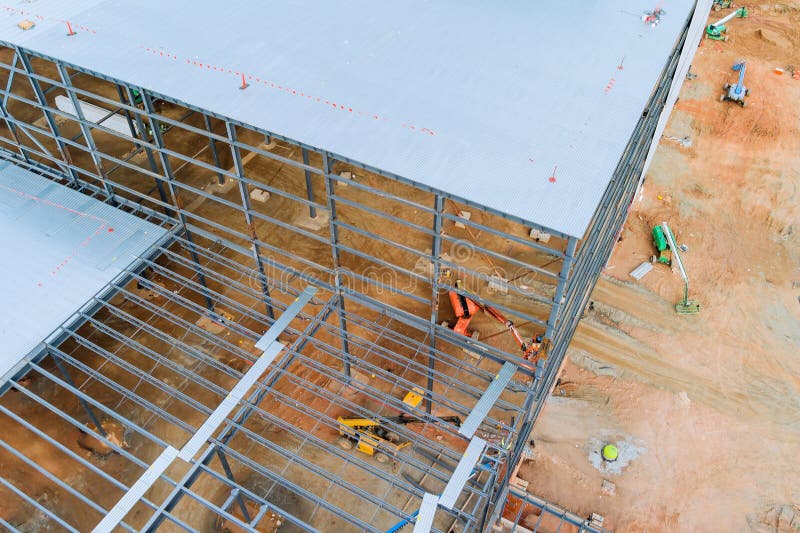 Steel Truss Frames Were Constructed for Construction of an Industrial ...